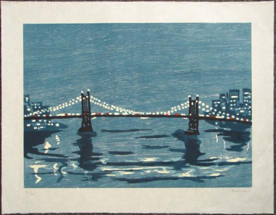 Richard Bosman BRIDGES I Signed LE Color Woodcut Art