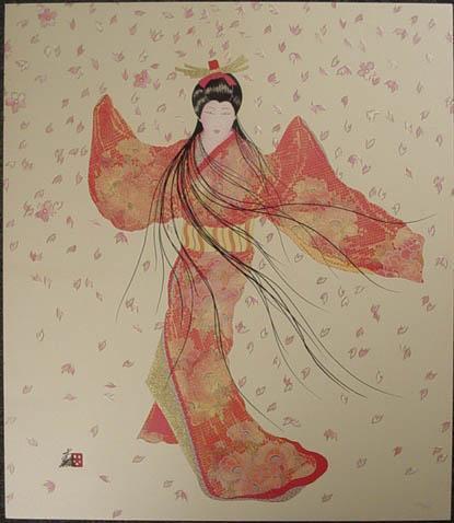 Opulent LADY FLOATING BLOSSOM Signed Otsuka Art Print