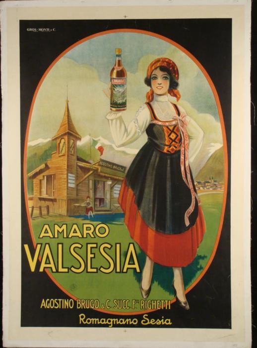 Amaro Valsesia Liqueur Vintage Original Italian Poster