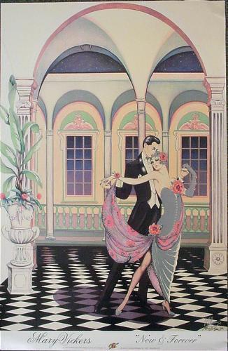 Mary Vickers Signed NOW & FOREVER Deco Dancing Poster