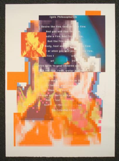 April Greiman Signed Print Fire Modern Art Design