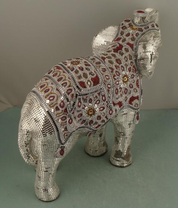 Mirror Mosaic Art Circus Elephant Sculpture Figure Rare