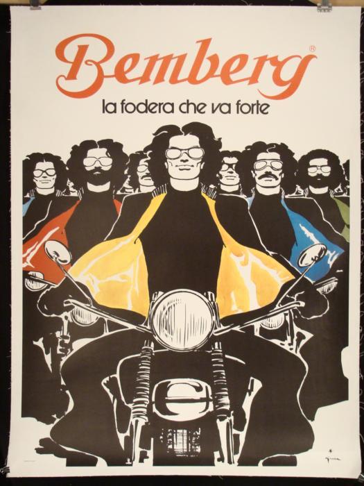 Bemberg Rene Gruau Vintage Fashion Poster Bikers