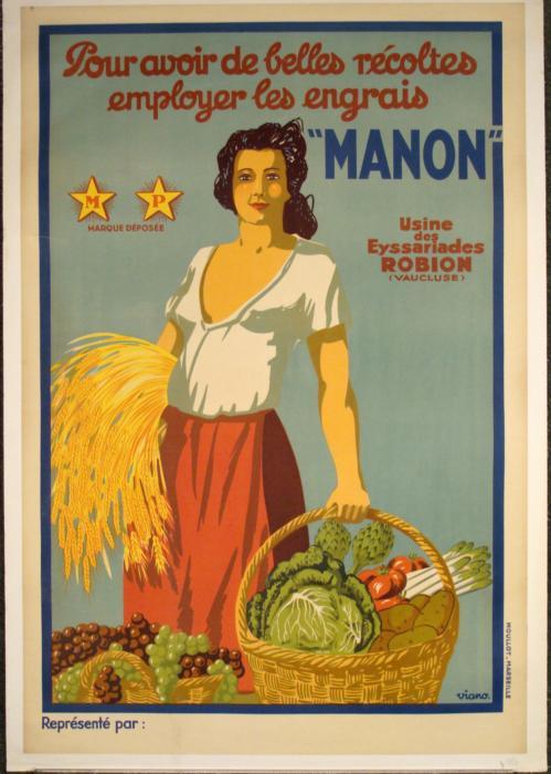 Manon Original Vintage French Harvest Food Poster 1930s