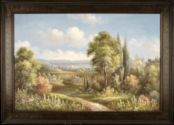 Original Oil Painting Ethan Country Landscape Framed