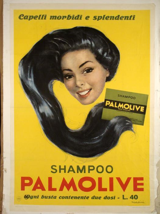 Palmolive Shampoo Original Vintage Italian Poster 1954