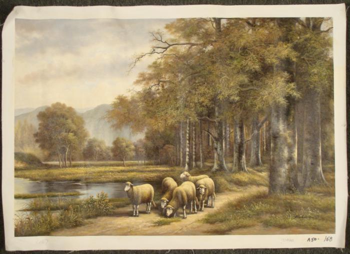 Bachmann Original Oil Painting Sheep Landscape