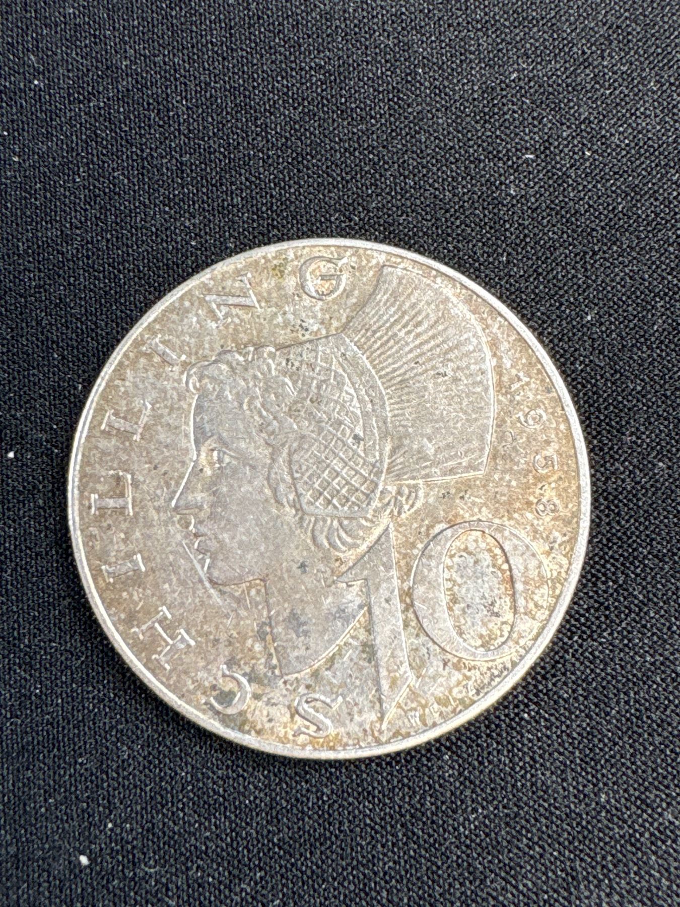 1958 Austria Wachau Woman 10 Schilling Silver Coin