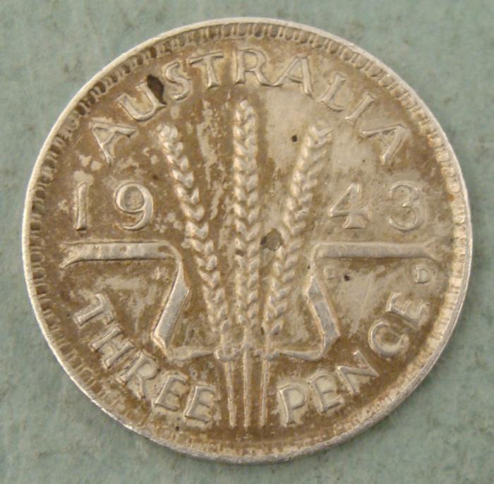 1943 Australian 3 Pence Coin Australia