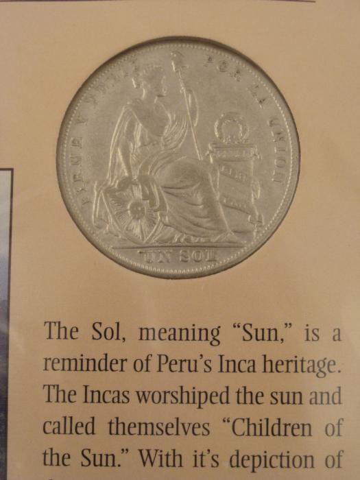 1925 Peru Silver Inca Coin Un Sol 1864-1935 w/ COA