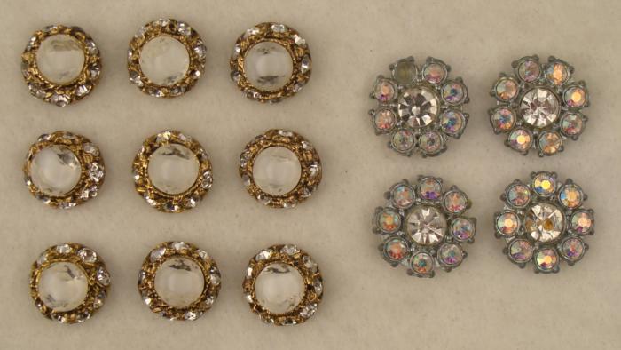 13 Vintage 1950s Rhinestone Buttons Sets