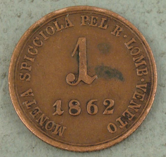 1 Soldo 1862 Lombardy/Venetian Italy Italian Coin RARE