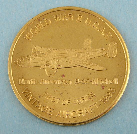 1993 Aviation Expo Medal WWII USAF B-25 Mitchell Plane