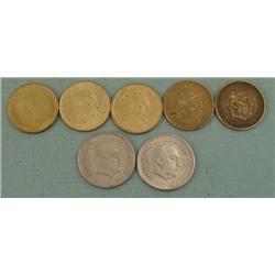 7 Spanish Coins PTAS from Spain 1953-1957