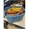 TOTE OF ASSORTED EXTENSION CORDS, VARIOUS LENGTHS