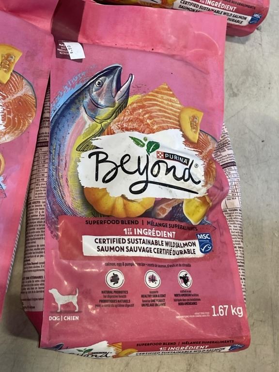 4 BAGS OF PURINA BEYOND SUPERFOOD BLEND ADULT DOG FOOD, B/B JULY 2027
