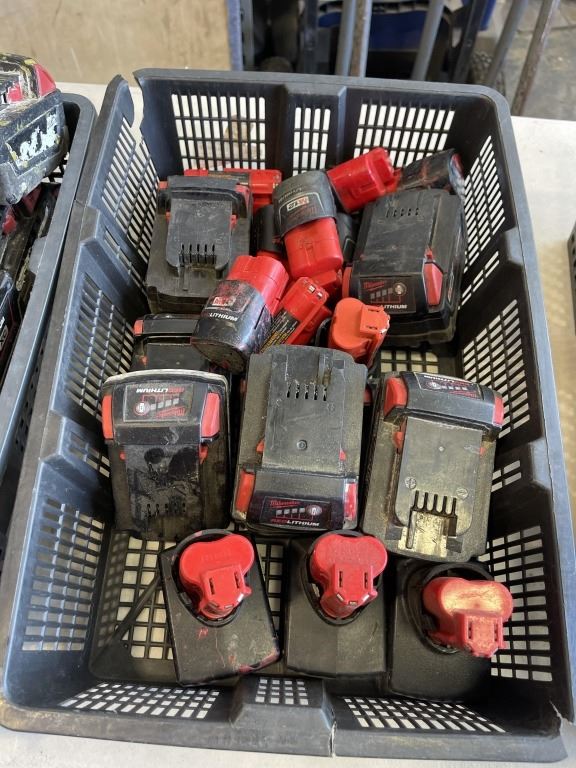 3 TRAYS OF MILWAUKEE POWER TOOL BATTERIES, ALL DEAD BATTERIES, DONT ...