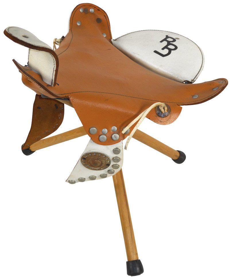 Roy Rogers 1950's leather saddle television chair, Rare, Exc cond, 13"H ...