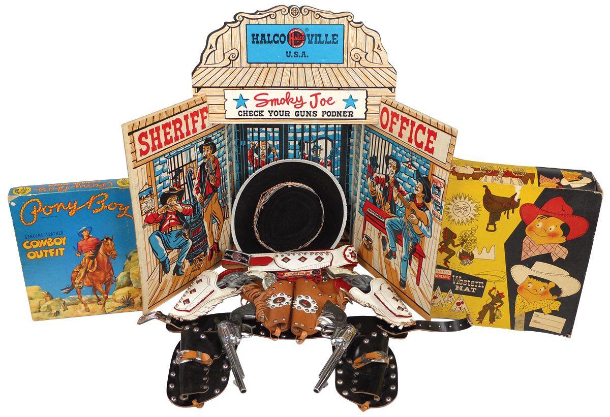 Toy cap guns & holsters, 2 Buck'n Bronc cap guns in black Russell ...