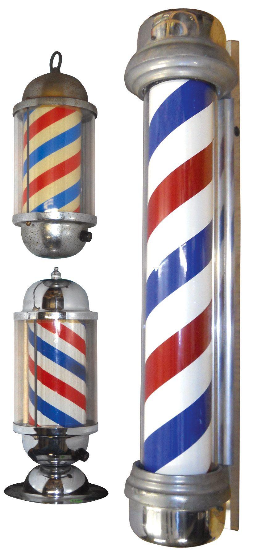 Barber pole, William Marvy wall mount w/glass cylinder, VG cond, 42"L ...