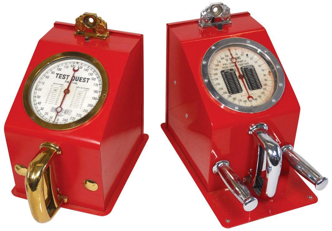 Coin-operated strength testers (2), mfgd by Gottlieb & Grund Novelty Co ...