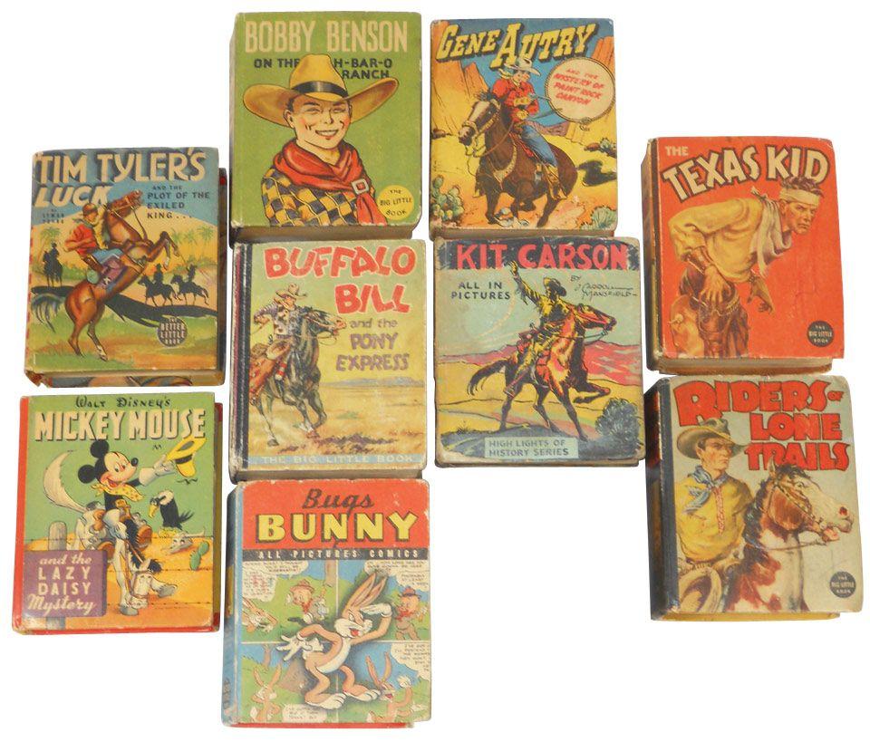 Big Little books (10), includes Wells Fargo, Mickey Mouse, Gene Autry ...