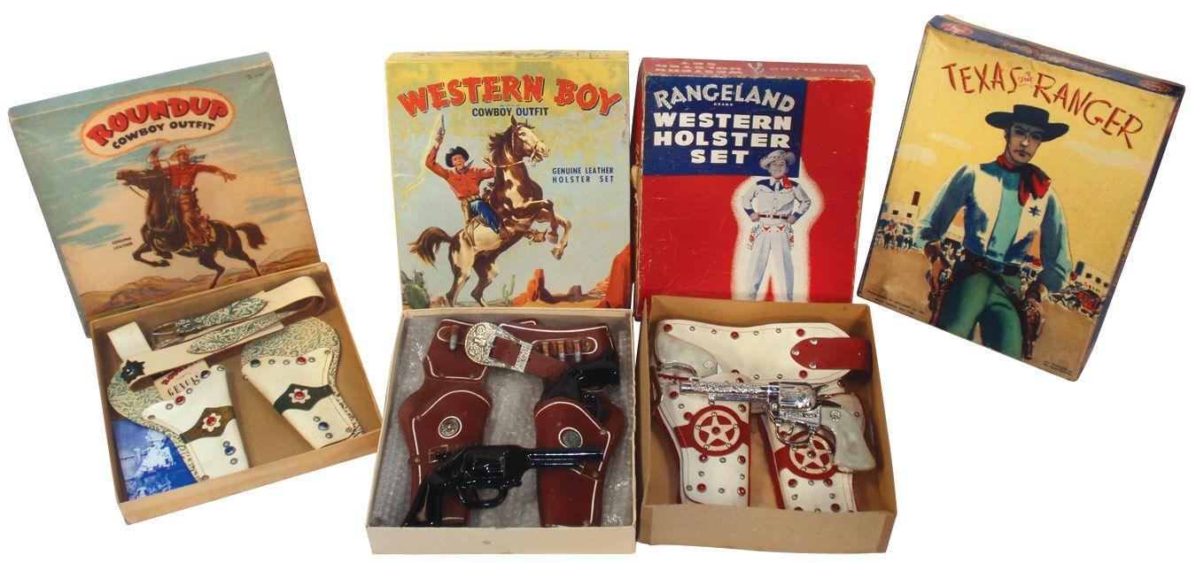 Toy cap gun & holster sets (4), Rangeland Western holster set w/Cowboy ...