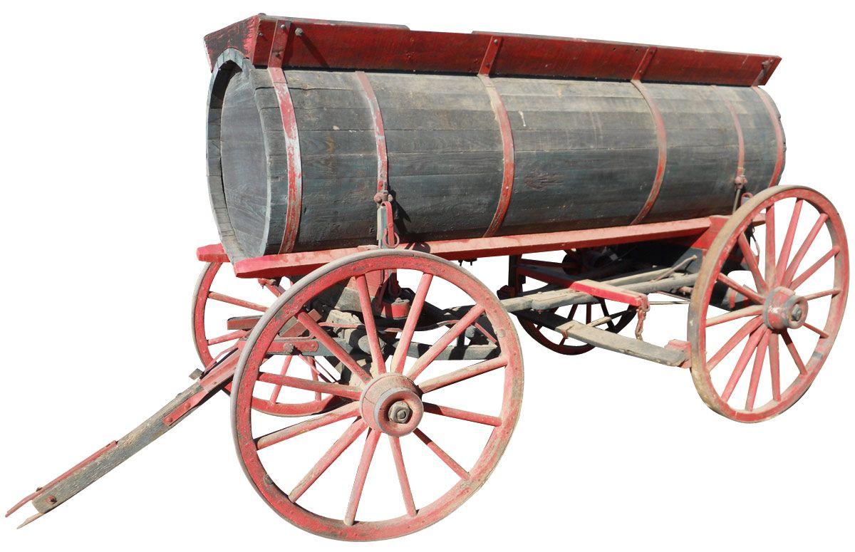 Water wagon w/wood tank, unknown manufacturer, c.1900, VG cond.