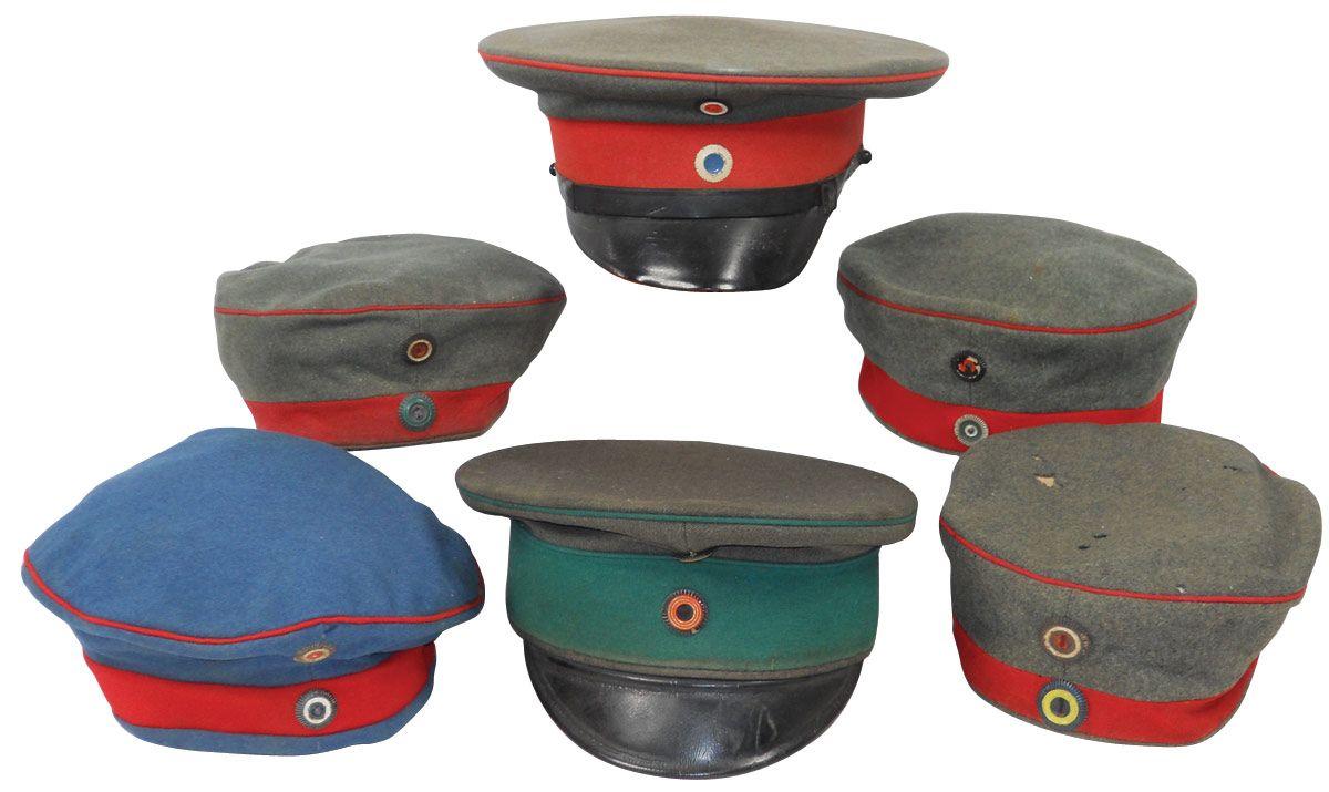 Military hats (6), Bavarian wartime infantry officer hat, Brunswick ...