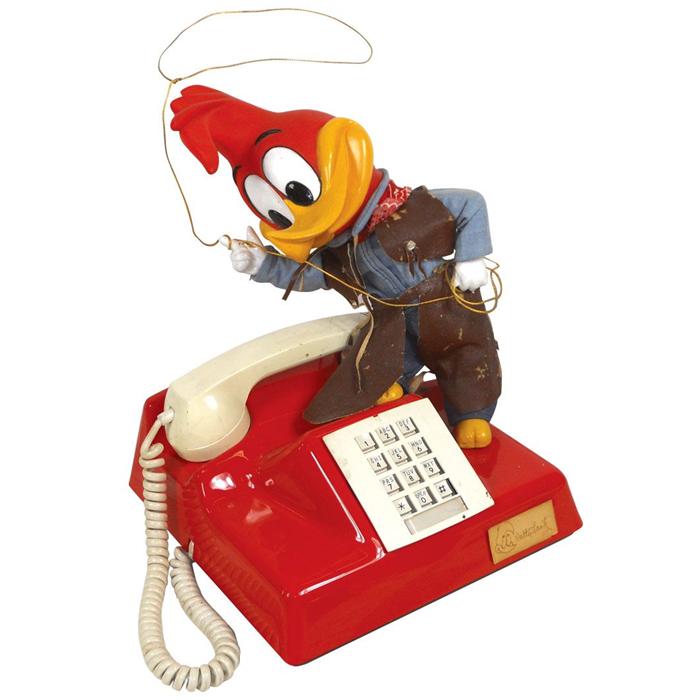 Woody Woodpecker prototype cowboy telephone, hard plastic push button ...