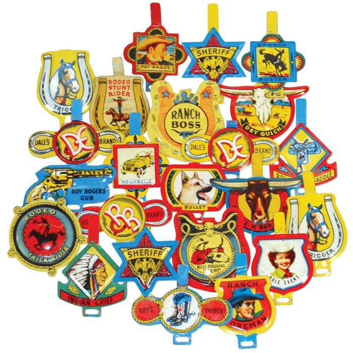 Roy Rogers Raisin Bran pinbacks (23), includes Indian Chief, Roy's ...