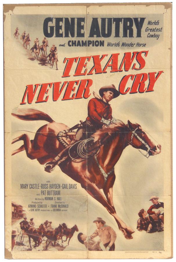 Western movie posters (2), Gene Autry in "Texans Never Cry", dated 1956 ...
