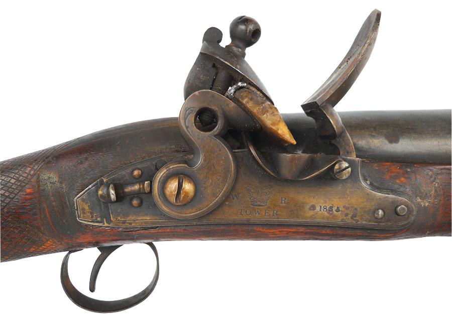 Blunderbuss, Flintlock, 4 1/2" Dia. muzzle, oak stock w/various brass ...