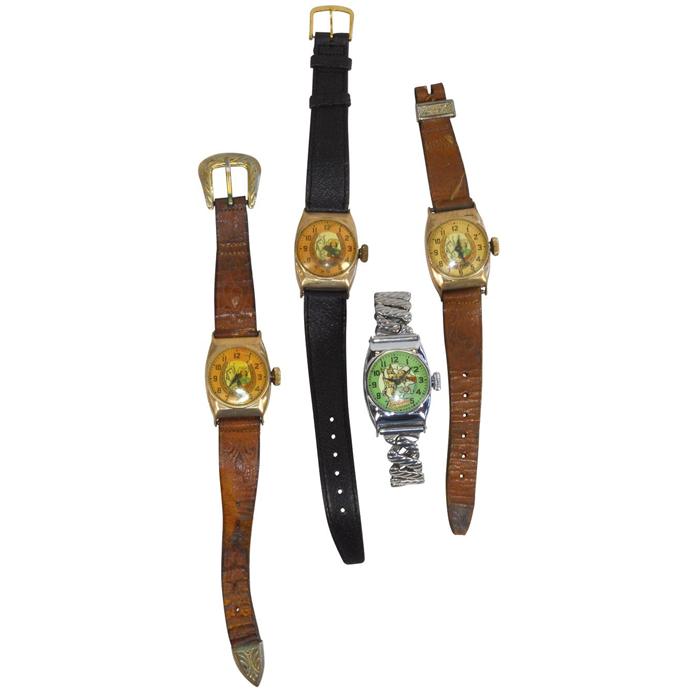 Roy Rogers watch & 3 Dale Evans watches, Roy watch has orig metal band ...