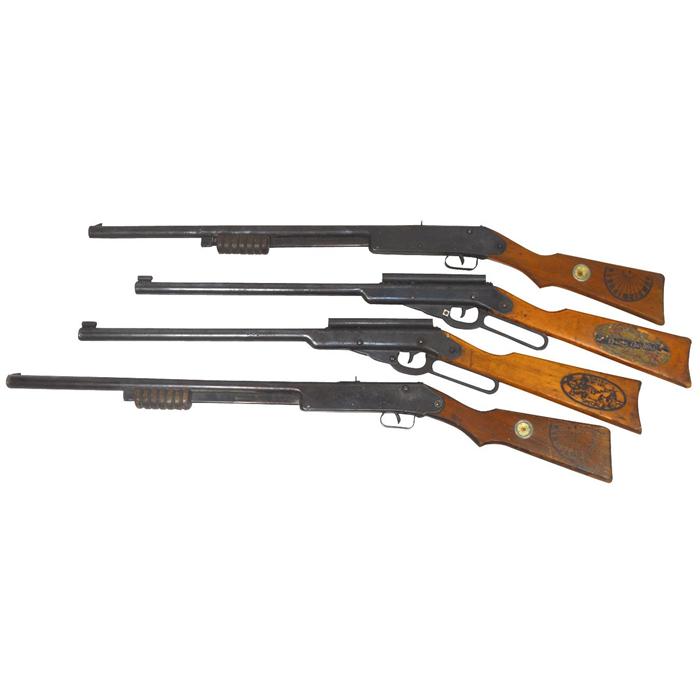 Daisy BB guns (4), Buck Jones pump (2) w/compass & sundial in stock ...
