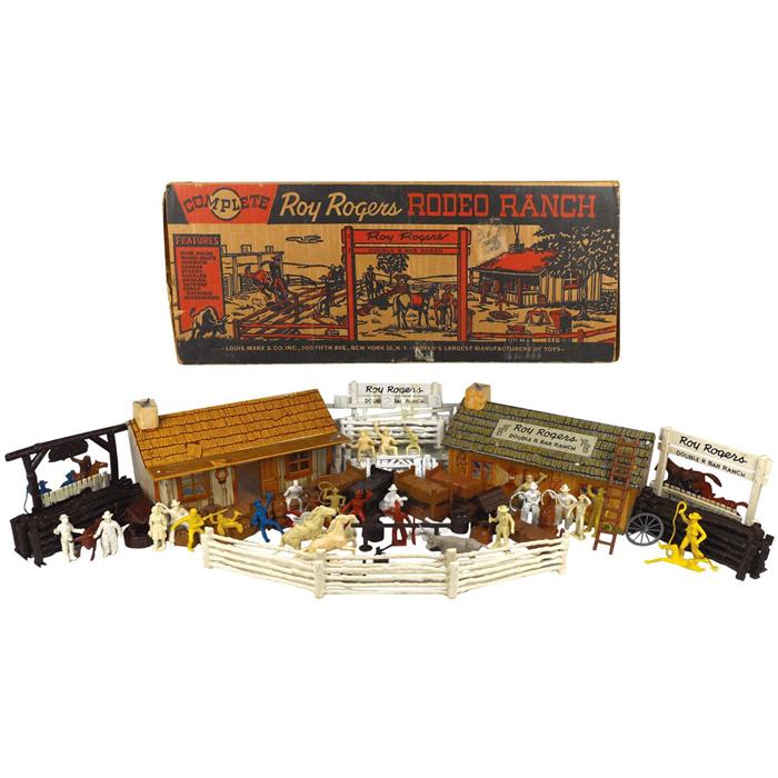Roy Rogers ranch lot, Marx RR Double R Bar tin ranch cabins ...