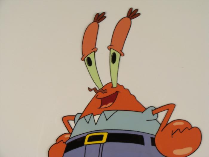 Satisfied Mr Krabs Original Animation Cel Spongebob