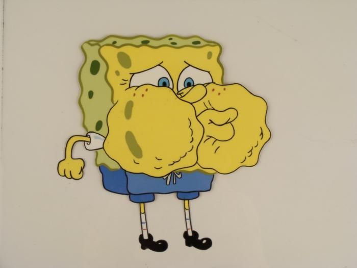 Original Be Careful Spongebob Production Art Cel