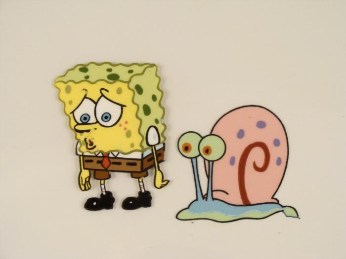 Original Looking Down Spongebob Production Art Cel Gary