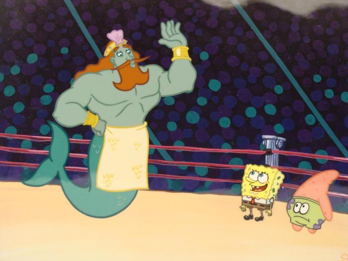 Production Background Cel Original Spongebob Neptune