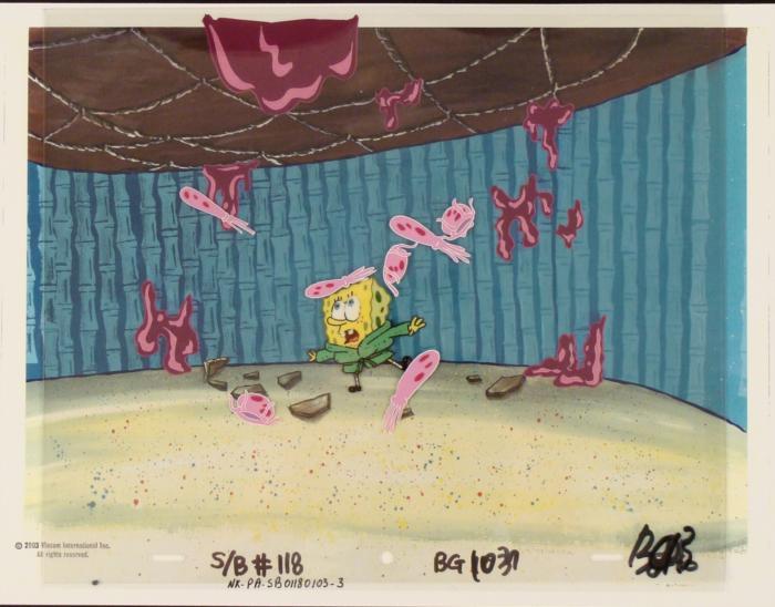 Original Spongebob Production Background Cel Robe Jelly