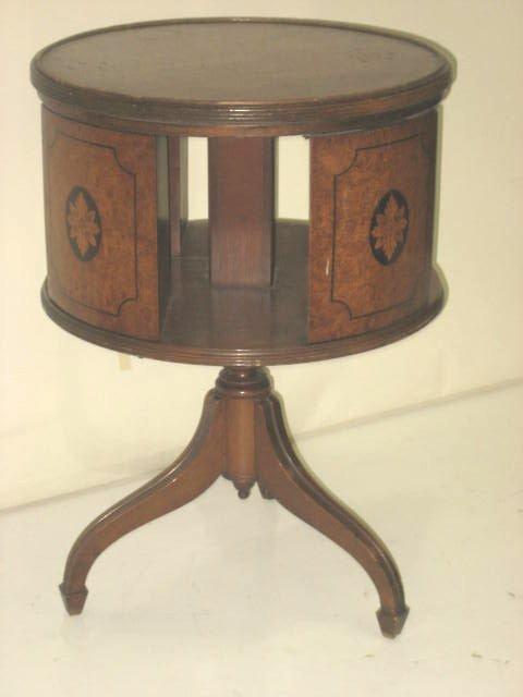 Round walnut revolving book table