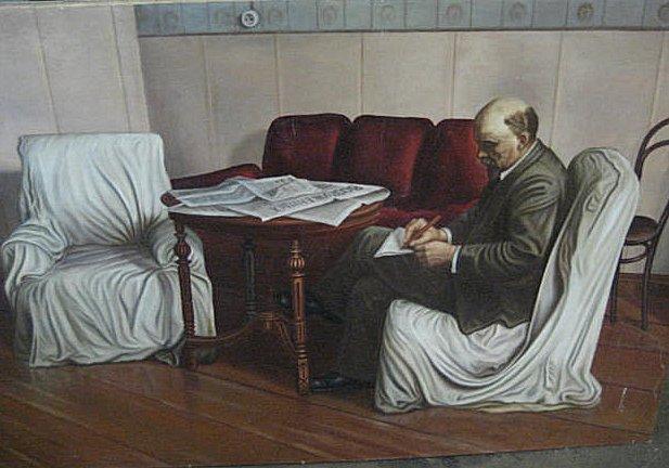 Oil painting on canvas "Lenin in his Study"
