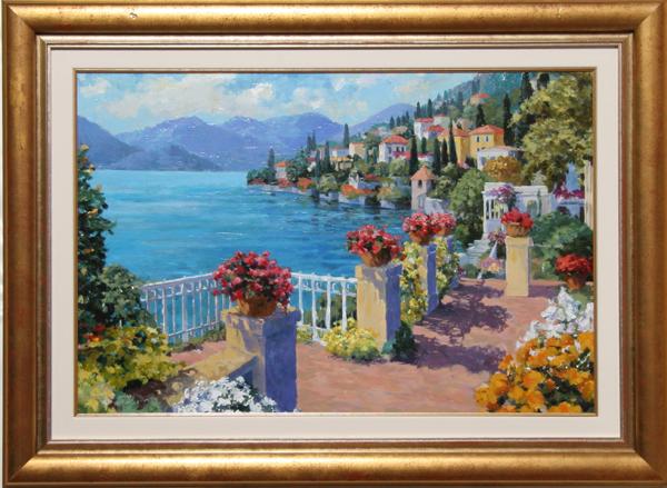 Julian Askins, Como Garden Lakeside, Oil Painting