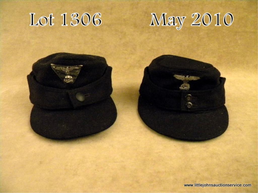 Lot of 2 Waffen SS late-war Panzer M43 style caps. Both retain original ...