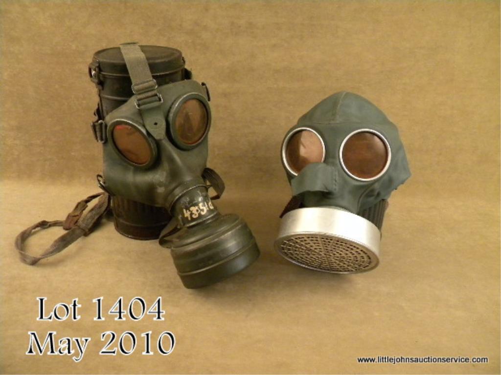 Lot of two German WWII era gas masks, one military, one civilian or air ...
