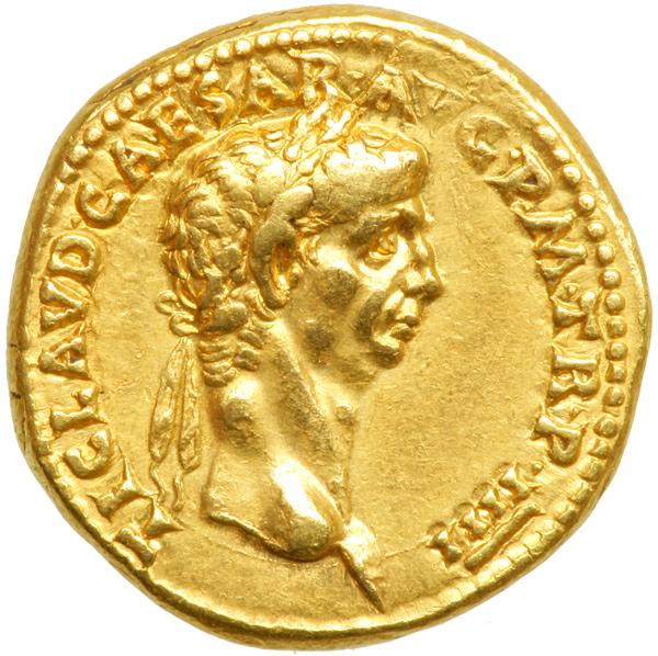 Claudius, AD 41-54. Gold Aureus (7.81 g) minted at Rome