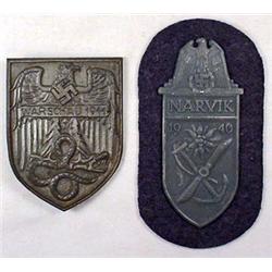 LOT OF 2 WW2 GERMAN NAZI CAMPAIGN SHIELDS - 1940 N
