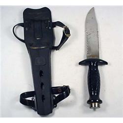 VINTAGE HI-CUT DIVE KNIFE W/ BOWIE STYLE SHEATH