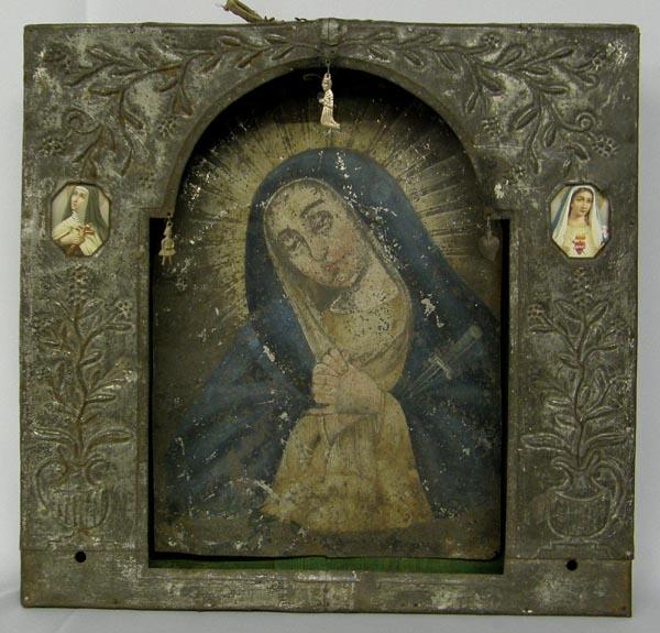 Vintage Mexican Tin Retablo Nicho